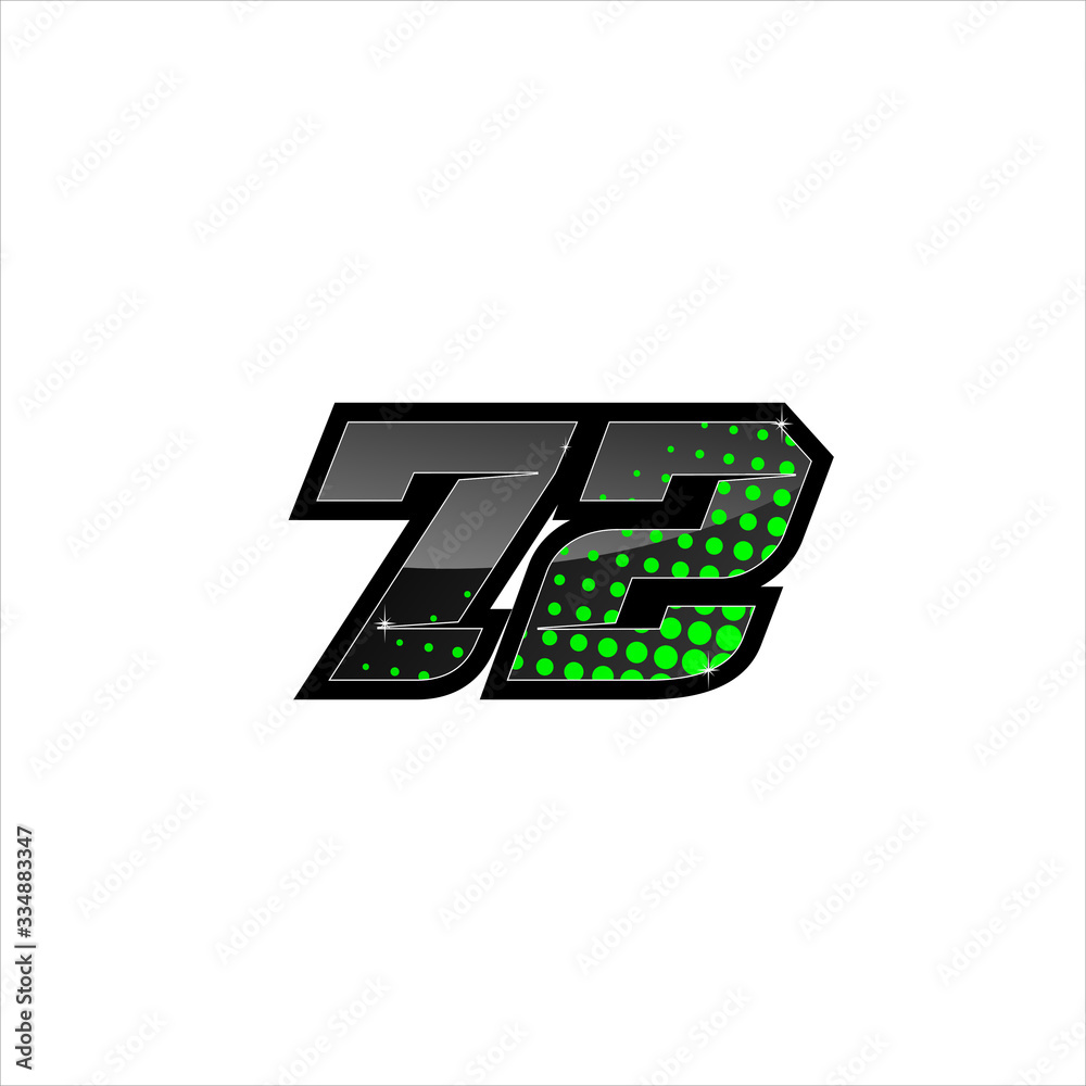 Vector Racing number 72, start racing number, sport race number with ...