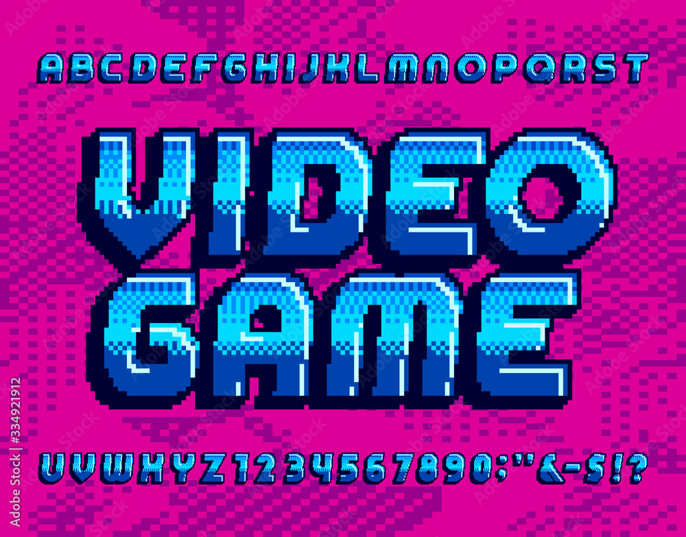 Video Game alphabet font. Retro pixel letters and numbers. Pixel ...