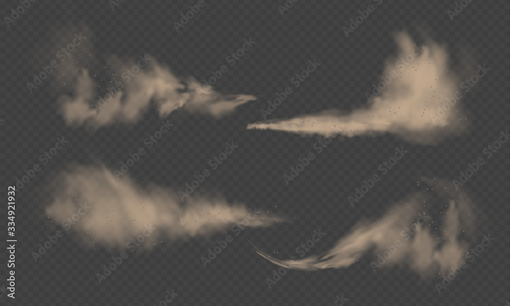 Dust cloud, sand storm, powder spray on transparent background. Desert ...