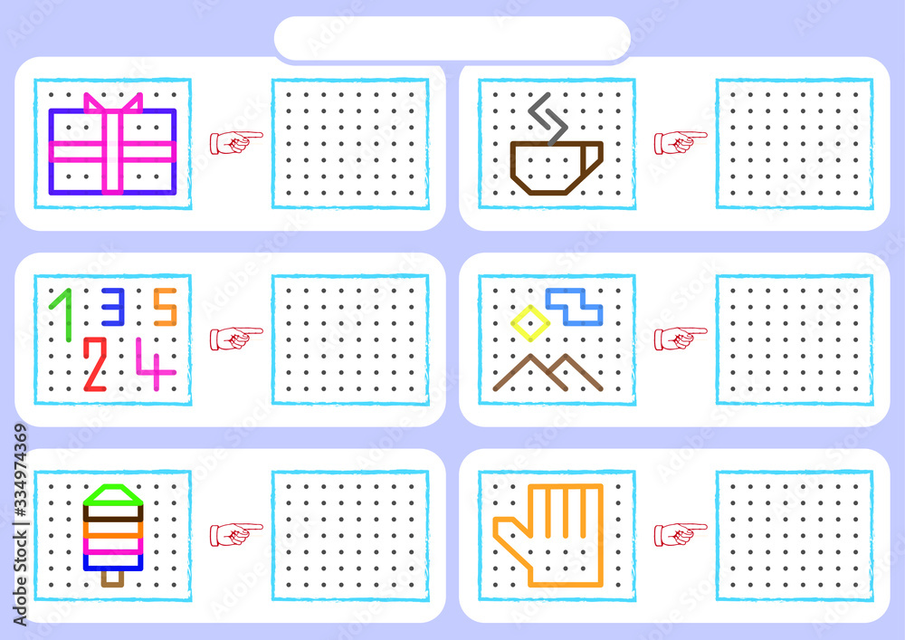 worksheet for preschool kids, Dot to dot copy practice, copy the shapes ...