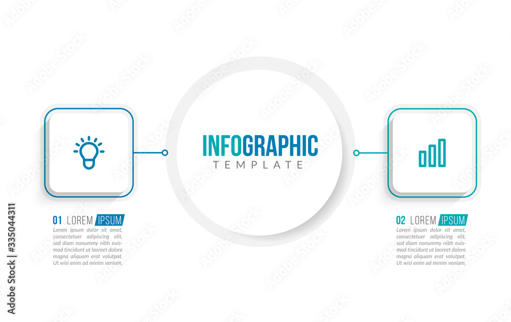 Minimal Business Infographics template. Timeline with 2 steps, options ...