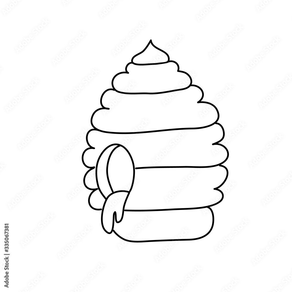 Vector hand drawn Bee hive outline doodle icon. Bee hive sketch ...