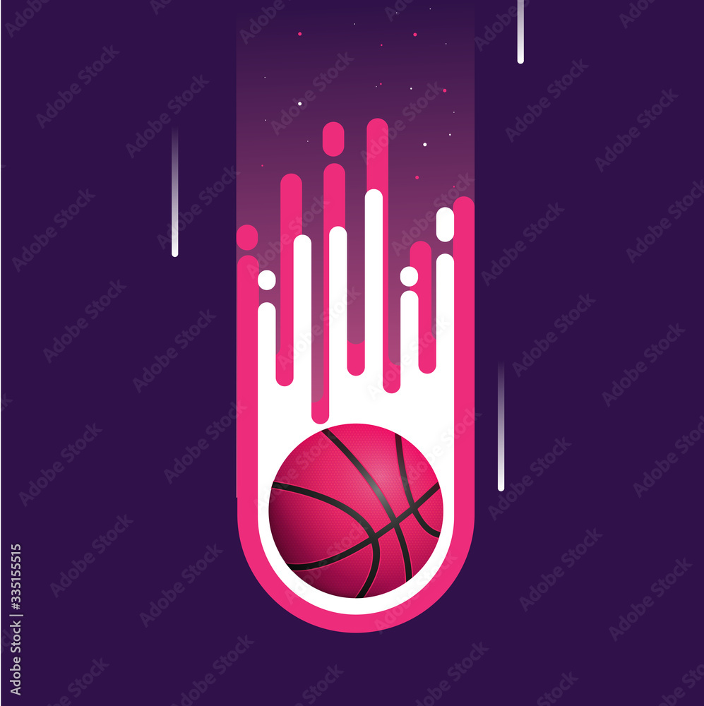 Pink Basketball fire vector illustration, Realistic Fireball 3D ...