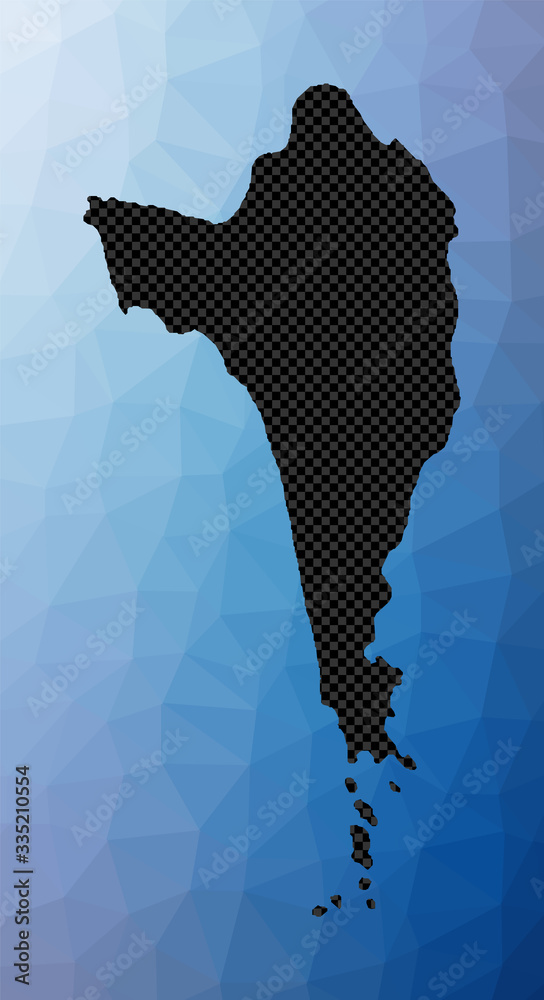 Phu Quoc geometric map. Stencil shape of Phu Quoc in low poly style ...