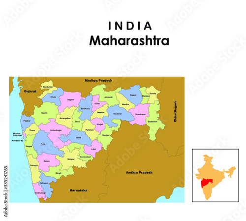 Maharashtra map. district names in Maharashtra. Maharashtra map with ...