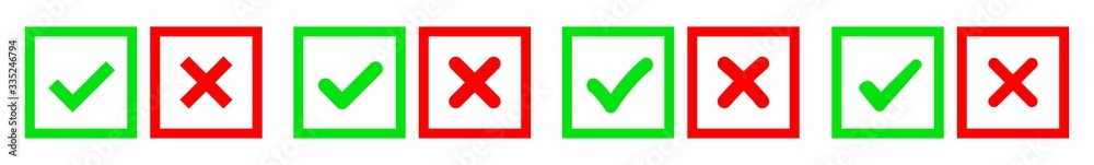 Check Mark Cross Icon Green Red | Checkmark Checklist Illustration ...
