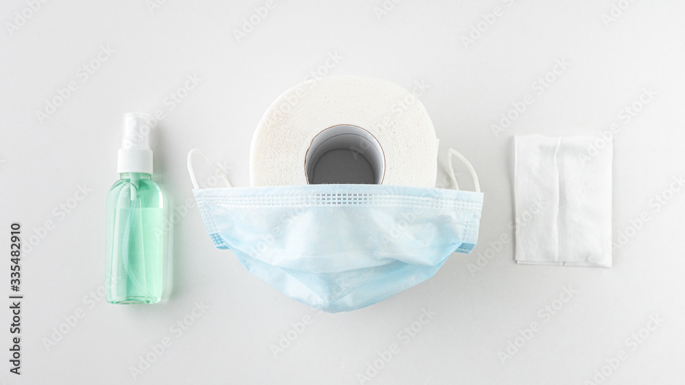 Wet wipe Alcohol hand sanitizer spray Surgical mask with rubber ear ...