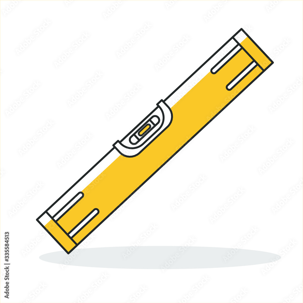 waterpass, tool level for repairs and construction yellow on a white ...