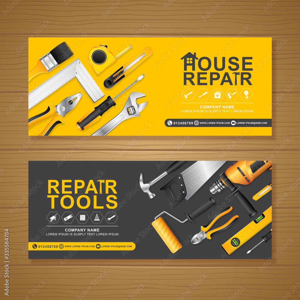 construction tools banner template for a report and brochure design ...