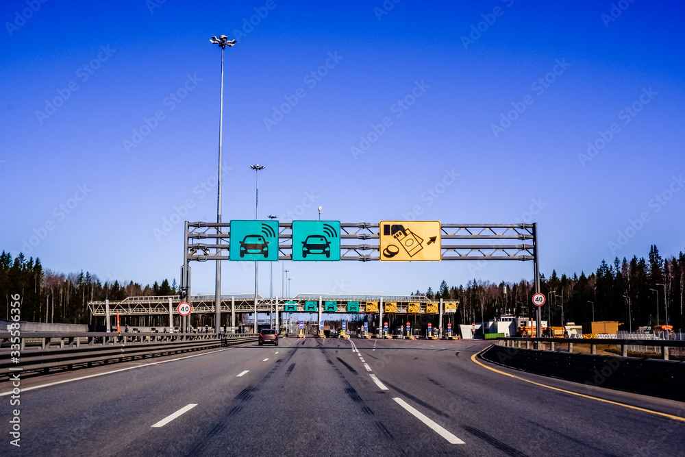 gate tollway station. passing through the checkpoint.Checkpoint on ...