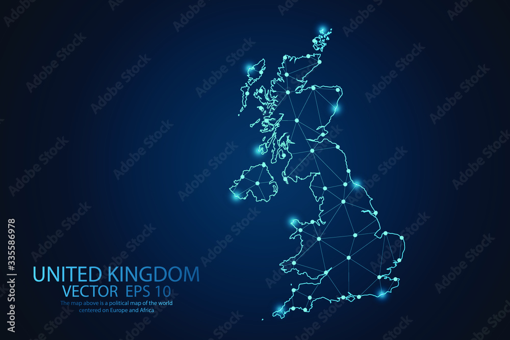 Abstract mash line and point Scales on dark background with map of ...