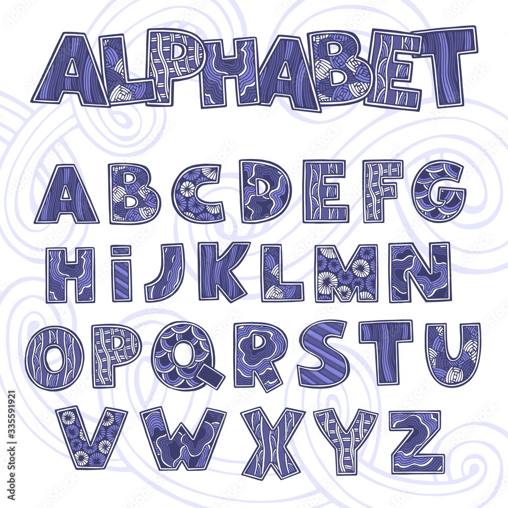 Cute vector english alphabet. Handwritten stylish font for graphic ...