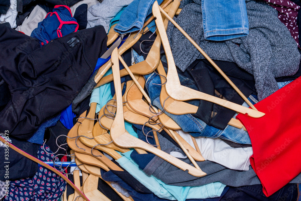 pile of used clothes. Second hand for recycling Stock Photo | Adobe Stock