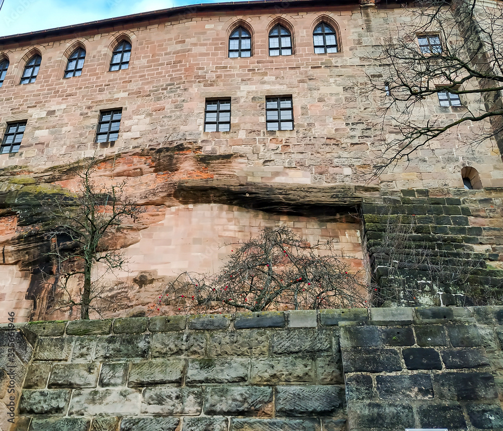 Brick and stone walls of an old building or military fortress ...