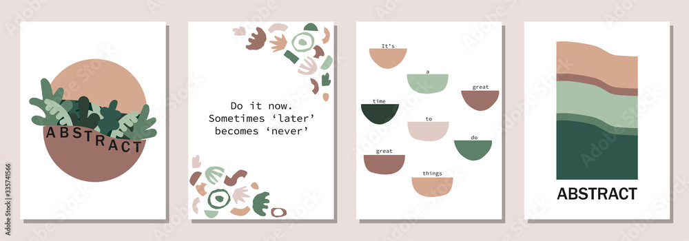Positive motivation posters set with quote on trendy abstract ...