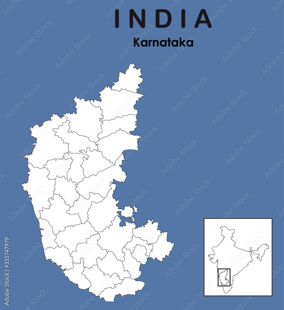 Karnataka District Map With Names Vector Illustration Karnataka Map