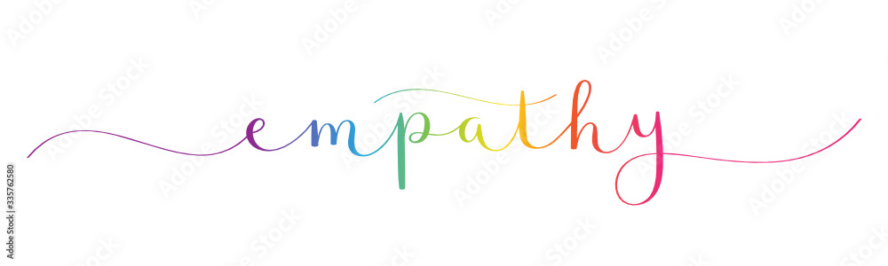 EMPATHY rainbow-colored vector brush calligraphy banner with swashes ...