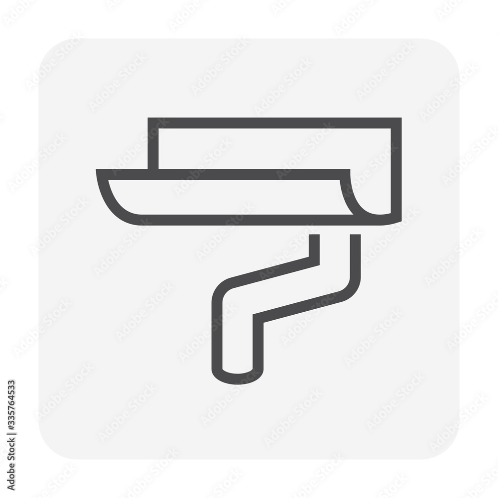 Gutter vector icon with halfline shape. Also called rain gutter or ...