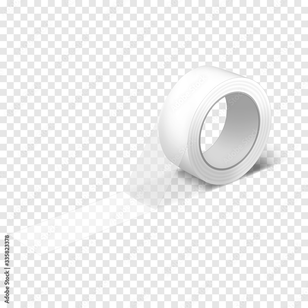 Clear adhesive tape roll on transparent background, vector mock-up ...