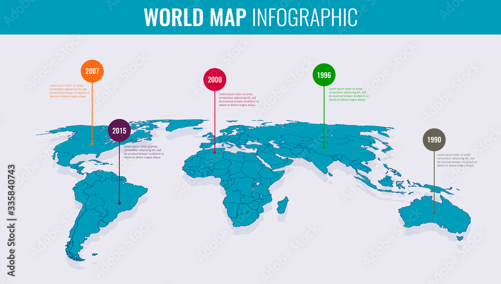 World Map Infographic Template World Map With Infographic Elements.