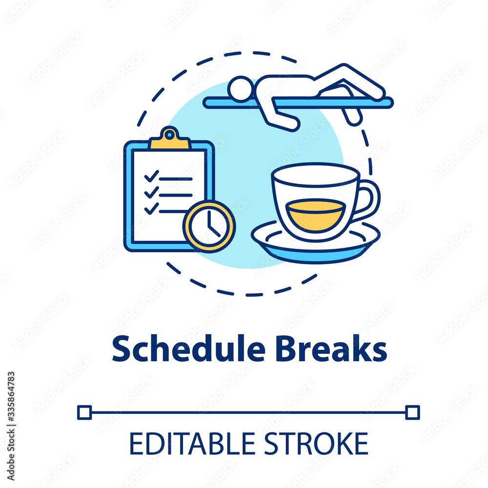 Schedule breaks concept icon. Free time from work. Pause from studying ...