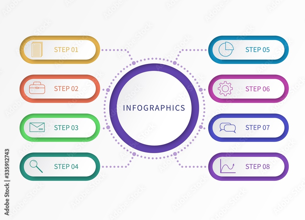Process chart. Business data with options paper steps label and ...