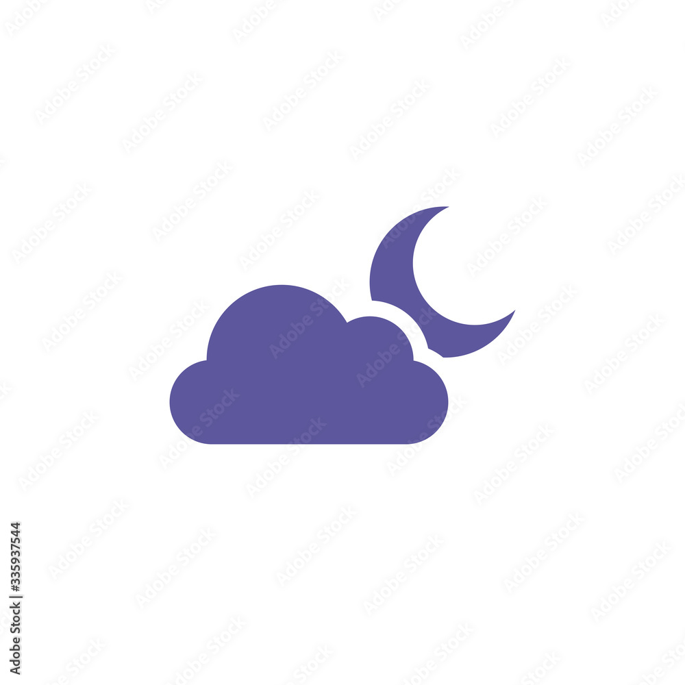 Weather pictogram. Forecast icon. Cloudy night symbol. Cloud in night ...