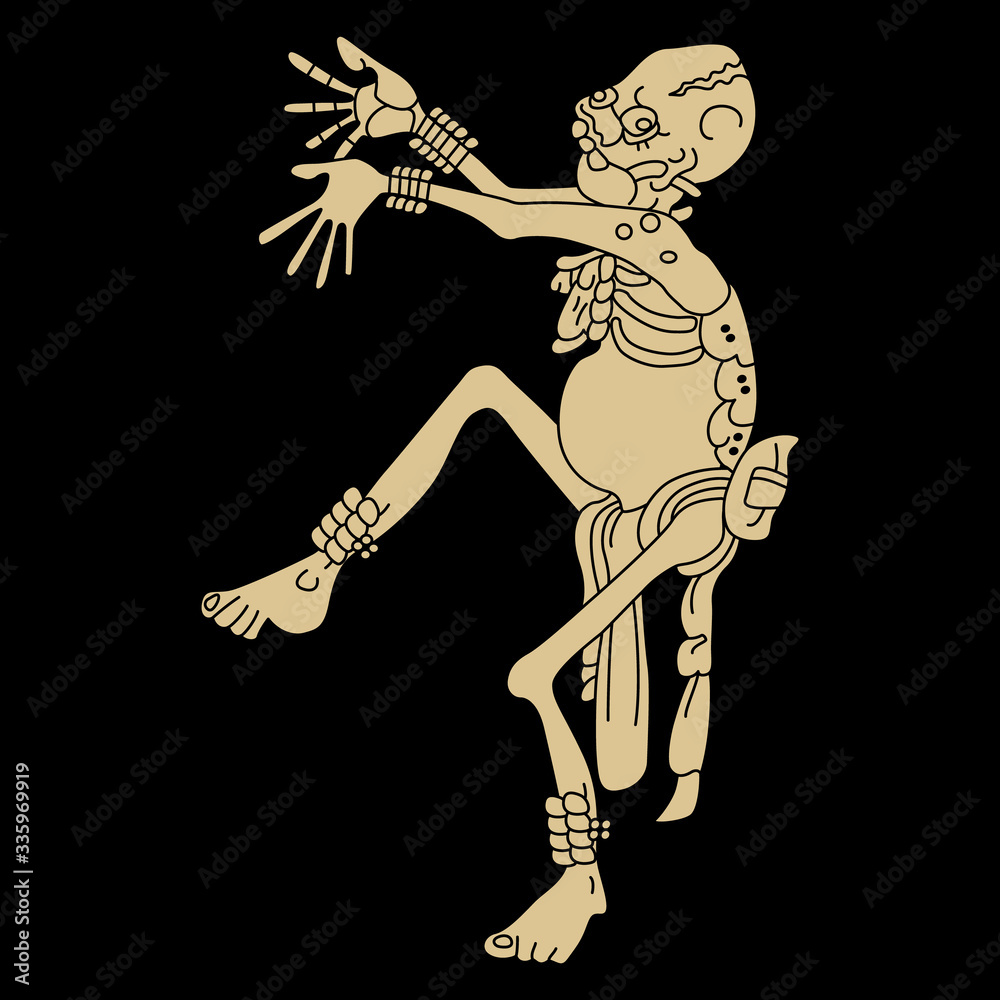 Vektor Isolated vector illustration. Dancing human skeleton. Mayan ...
