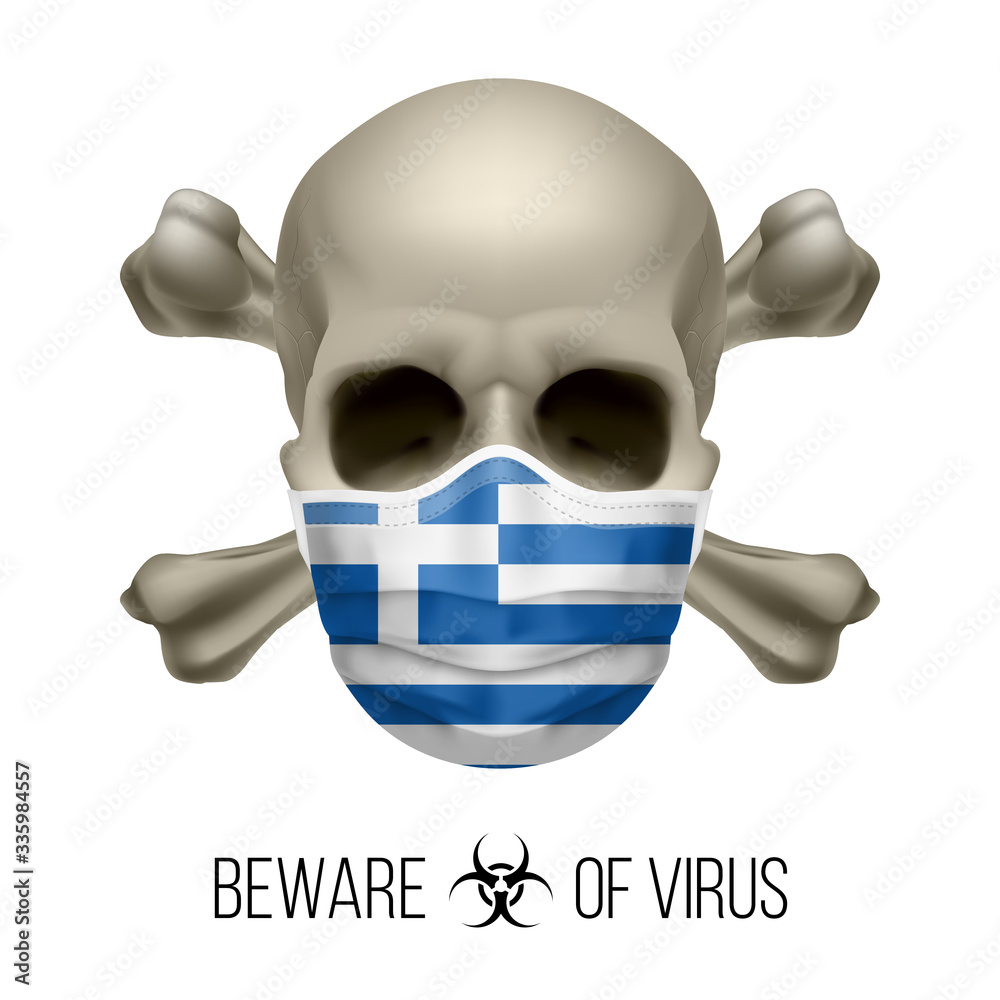 Human Skull with Crossbones and Surgical Mask in the Color of National ...