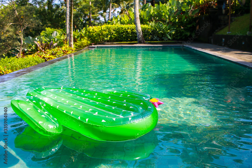 Foto de Stock Inflatable giant green cactus pool float, floating on ...