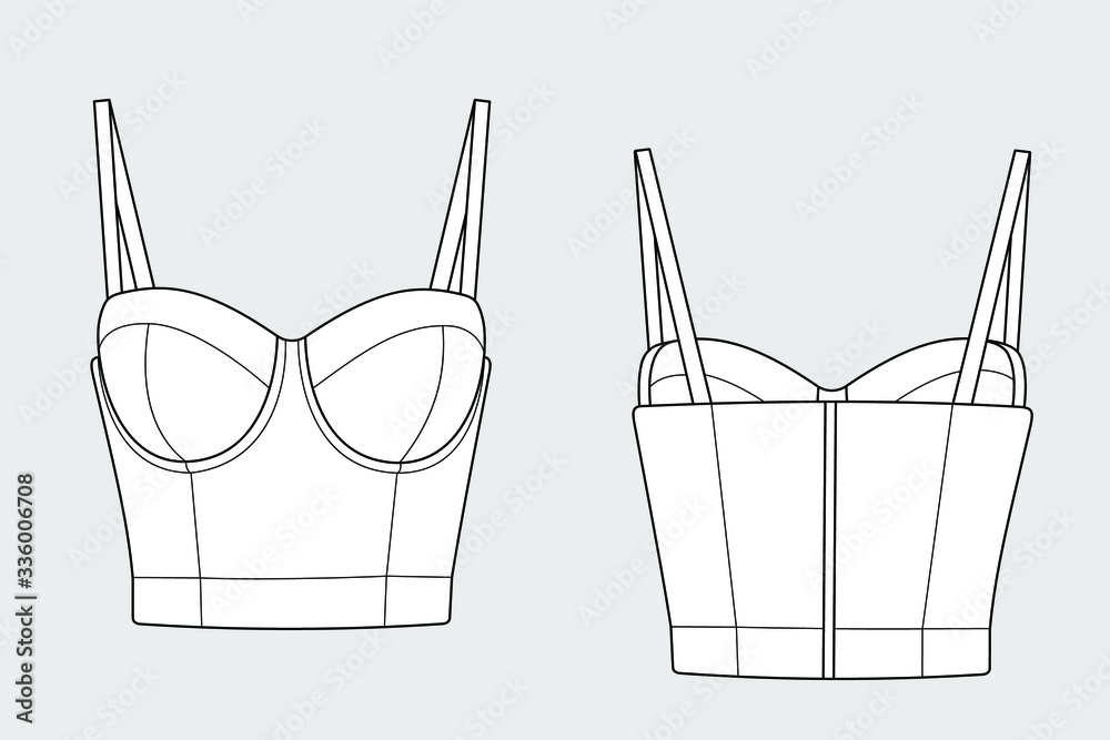 Lingerie bra bustier female vector template isolated on a grey ...