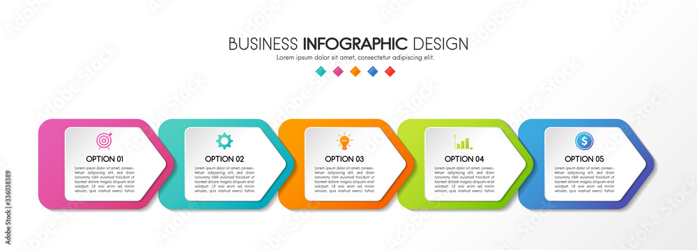 Infographic with 5 steps. Business diagram. Vector Stock Vector | Adobe ...