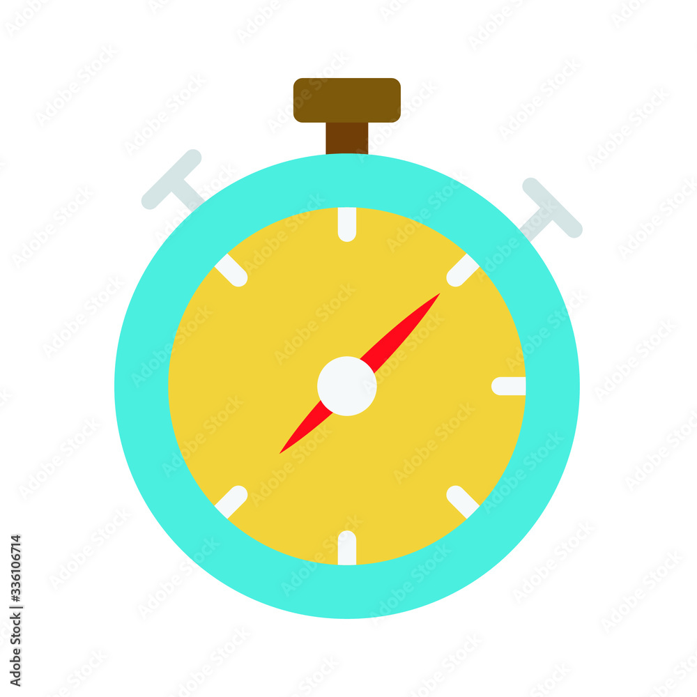 Blue Sports Game Stop Watch Timer Flat Concept, Yellow Soccer and ...