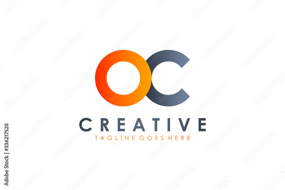 Initial Letter O and C Linked Logo isolated on White Background. Flat ...