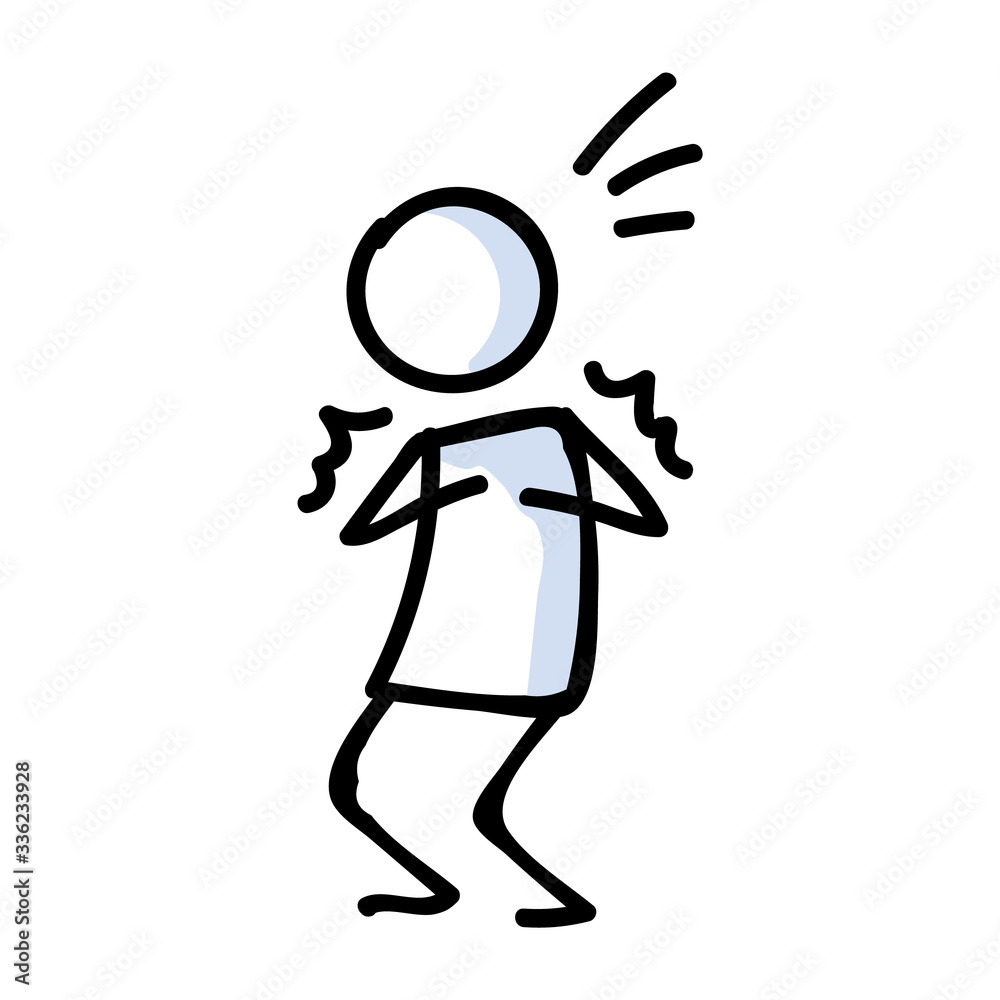 Cute stick figure fearful negative emotion lineart icon. Anger and ...