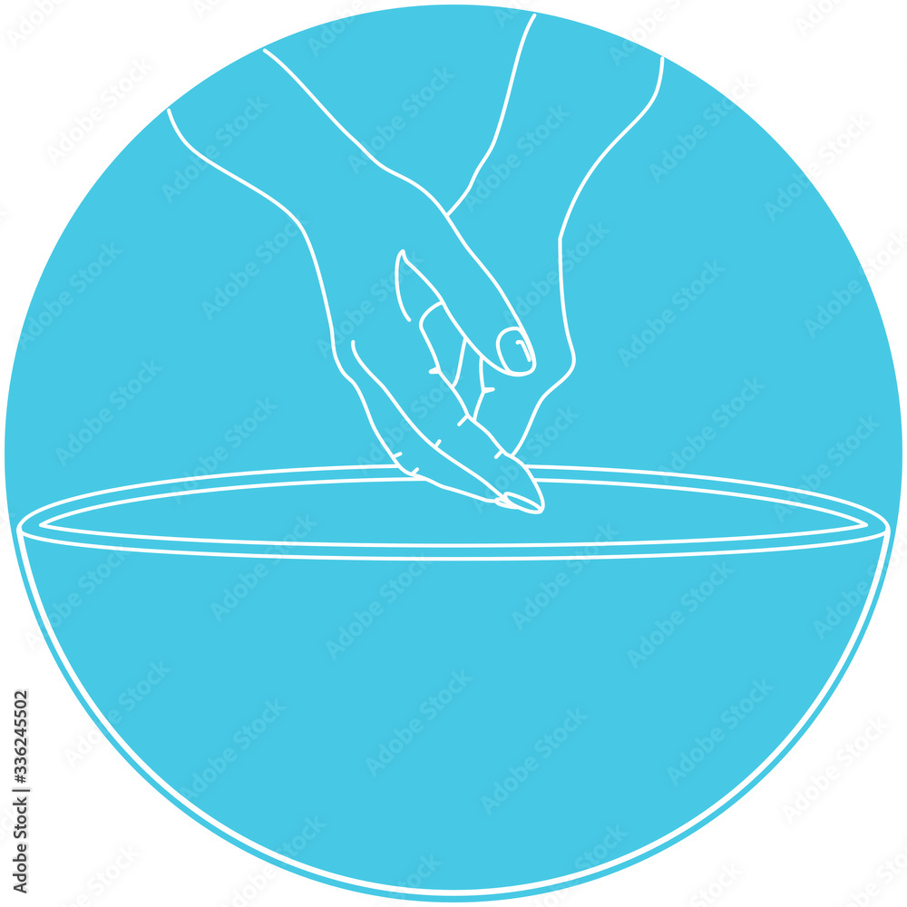 Hand washing line drawing vector of hands scrubbing above a sink Stock ...