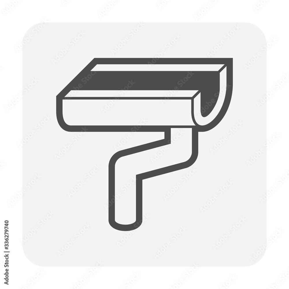 Gutter vector icon with half round shape. Also called rain gutter or ...