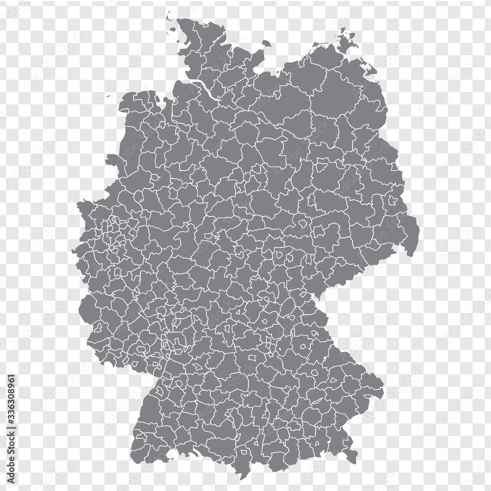 Vektor Blank map Germany. Districts of Germany map. High detailed gray ...