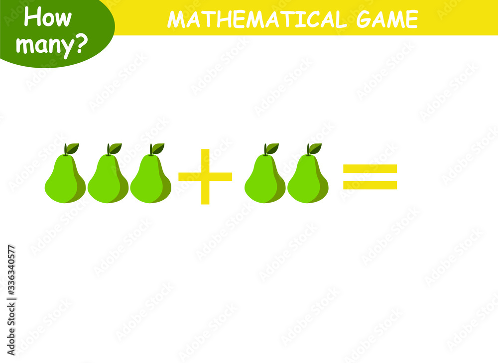 examples of addition with fruits and vegetables. educational page with ...