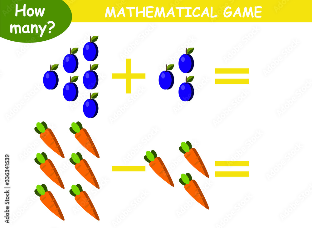 examples of addition and subtraction with fruits and vegetables ...