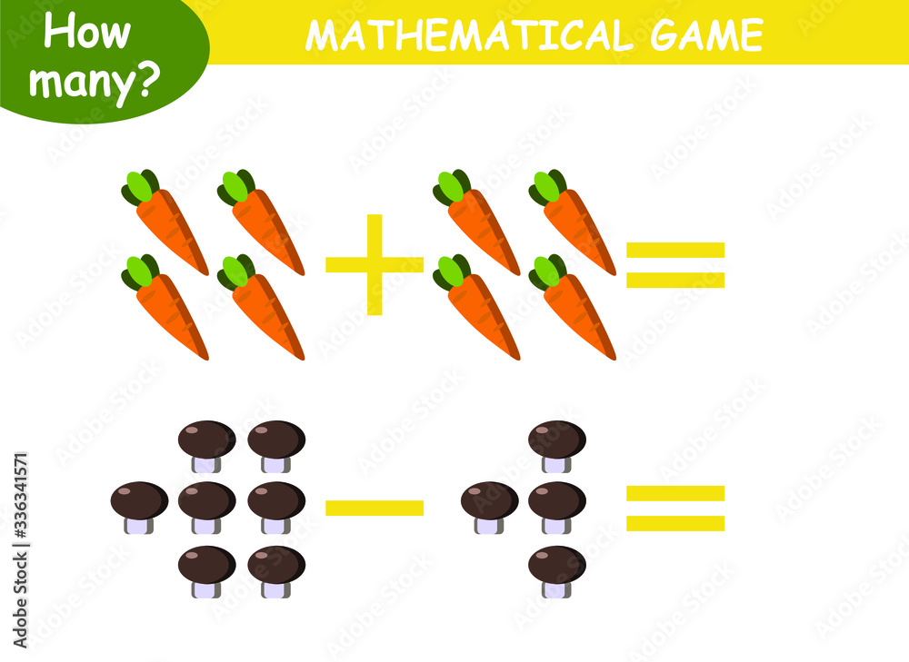 examples of addition and subtraction with fruits and vegetables ...