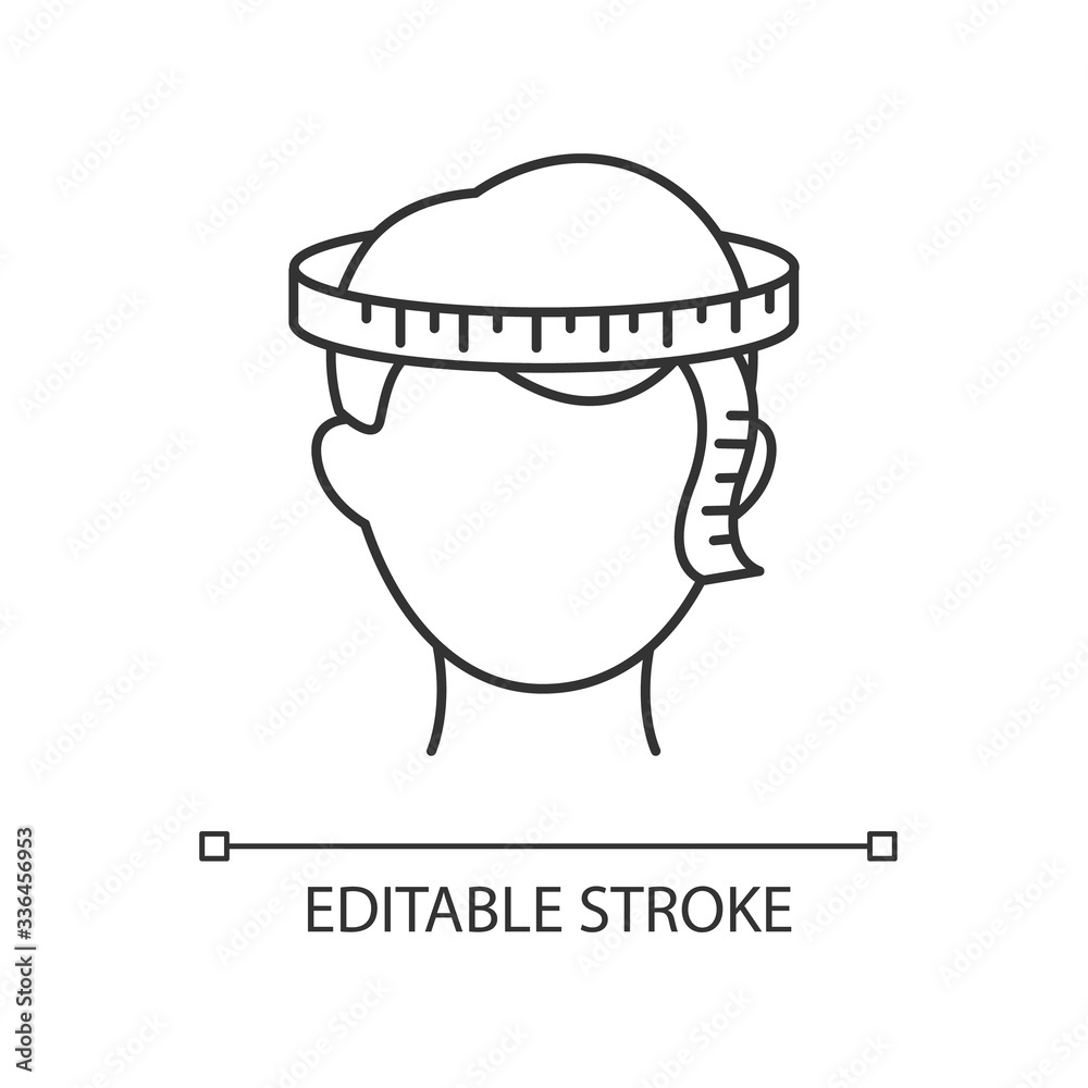 Head circumference pixel perfect linear icon. Thin line customizable ...
