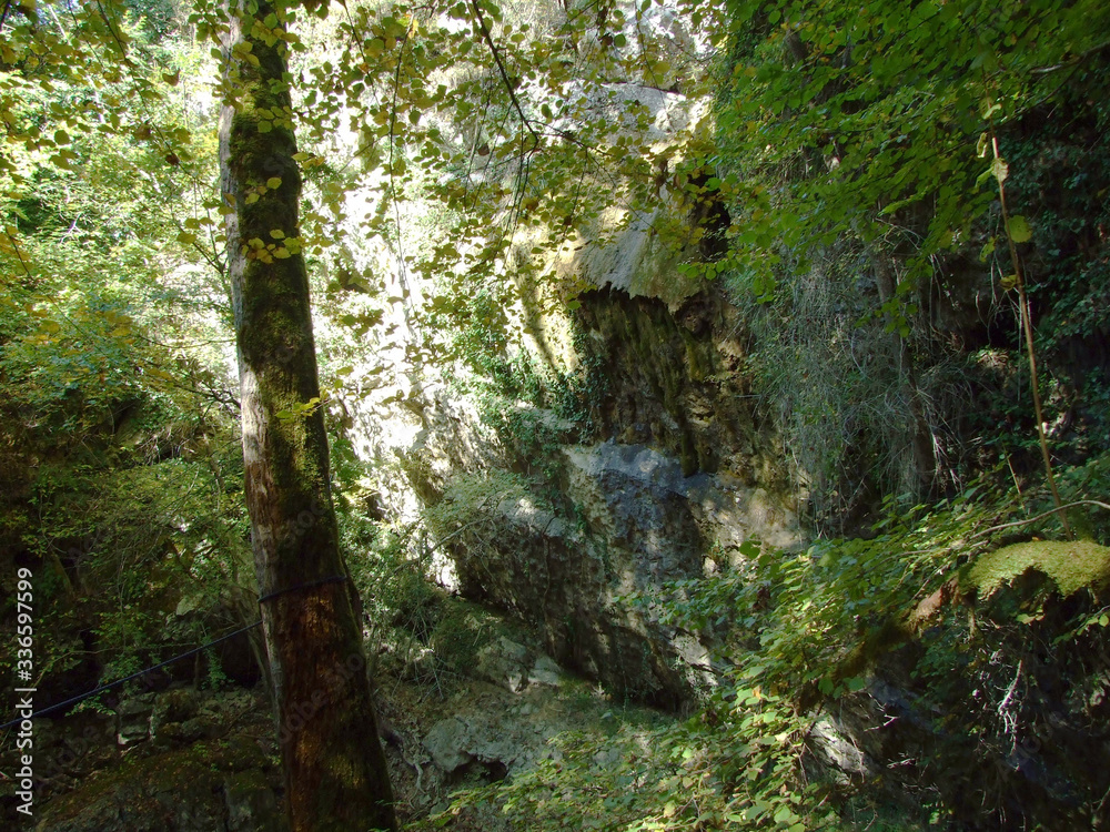 Butori waterfall during the dry season and without water, Sterna ...