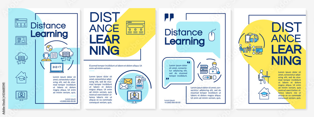 Distance learning, online lesson brochure template. Knowledge concept ...