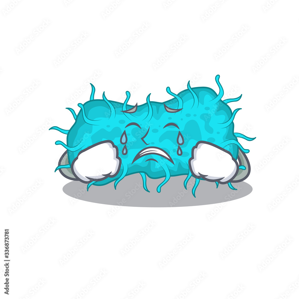Cartoon character design of bacteria prokaryote with a crying face ...