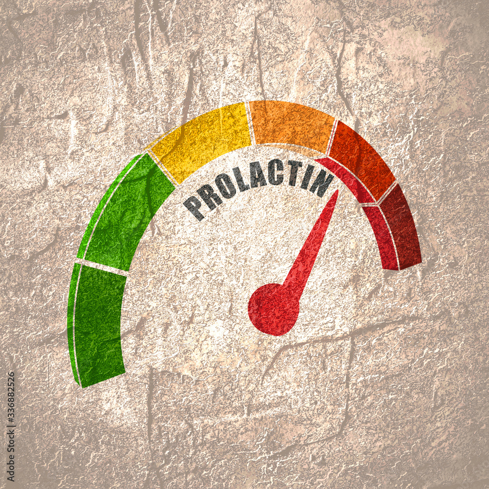 Prolactin level scale with arrow. The measuring device icon. Sign ...