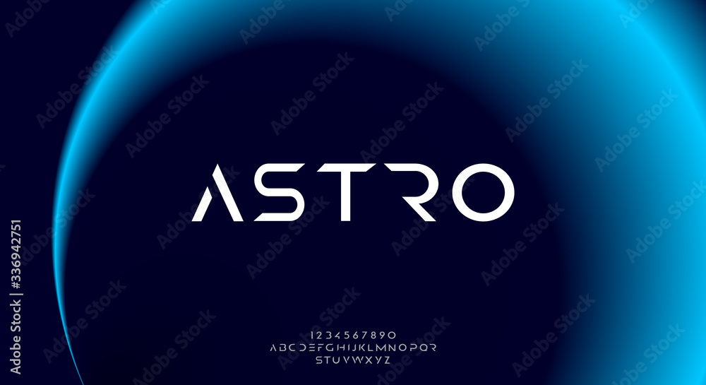 Astro, an abstract sporty technology science alphabet font. digital ...
