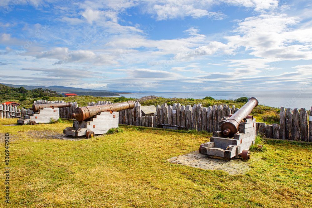 Punta Arenas,, Chile, Bulnes Fort. Guns. The Fort was founded in 1843 ...