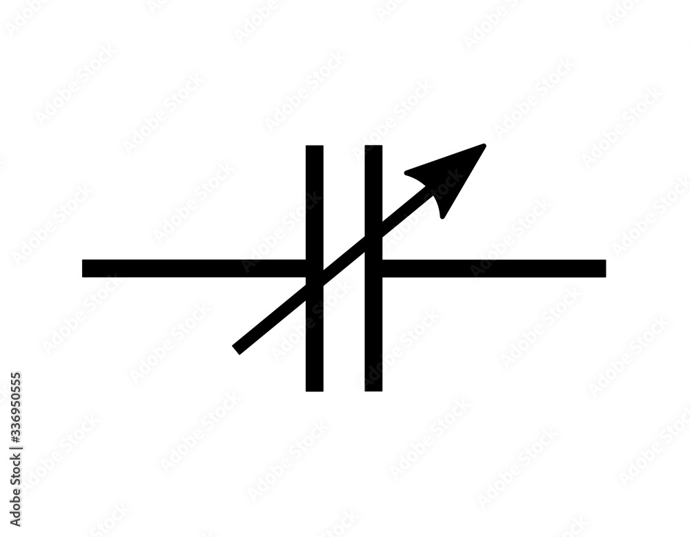 Adjustable capacitor symbol Stock Vector | Adobe Stock