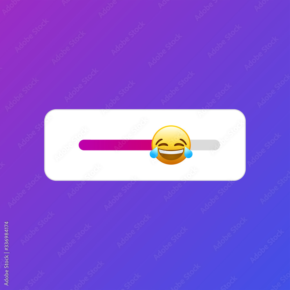 Laughing emoji slider icon. Yellow laughing emoticon symbol modern ...